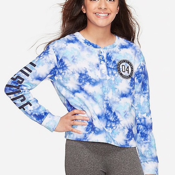 Justice | Shirts & Tops | Nwt Justice Tie Dye Logo Plush Sweatshirt ...